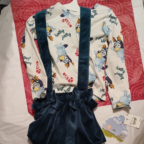 Bluey | Matching Sets | Girls Bluey Velvet Suspender Skirt Set | Poshmark